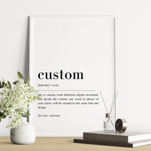 Custom Definition Print, Custom Definition Poster, Custom Quote Print ...