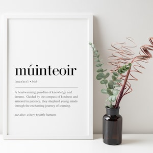Múinteoir Definition Print, Irish Print, Irish Gift, Teacher Gift ...