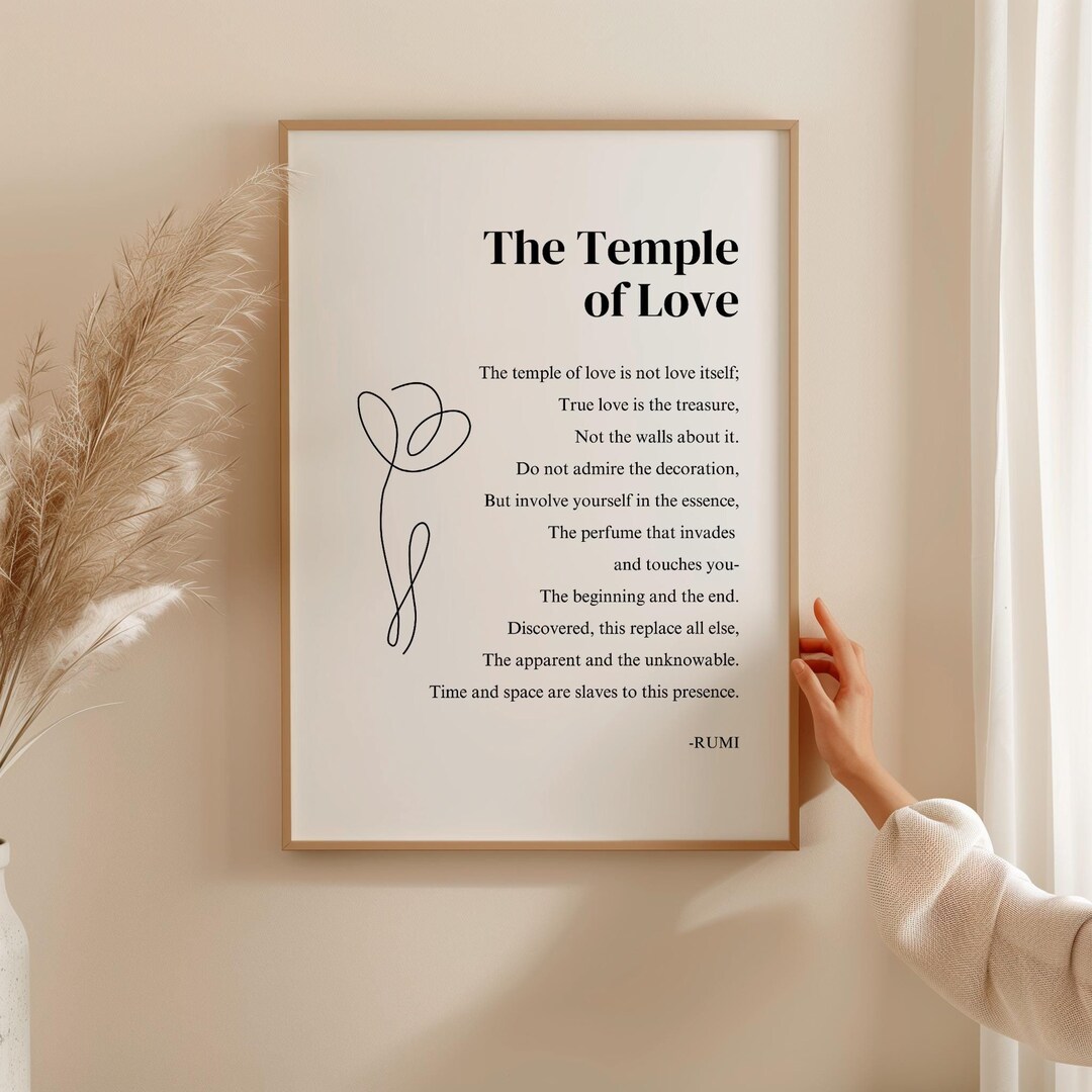 The Temple of Love Poem, Rumi Quotes, Rumi Poem, Rumi Poster, Rumi Wall ...