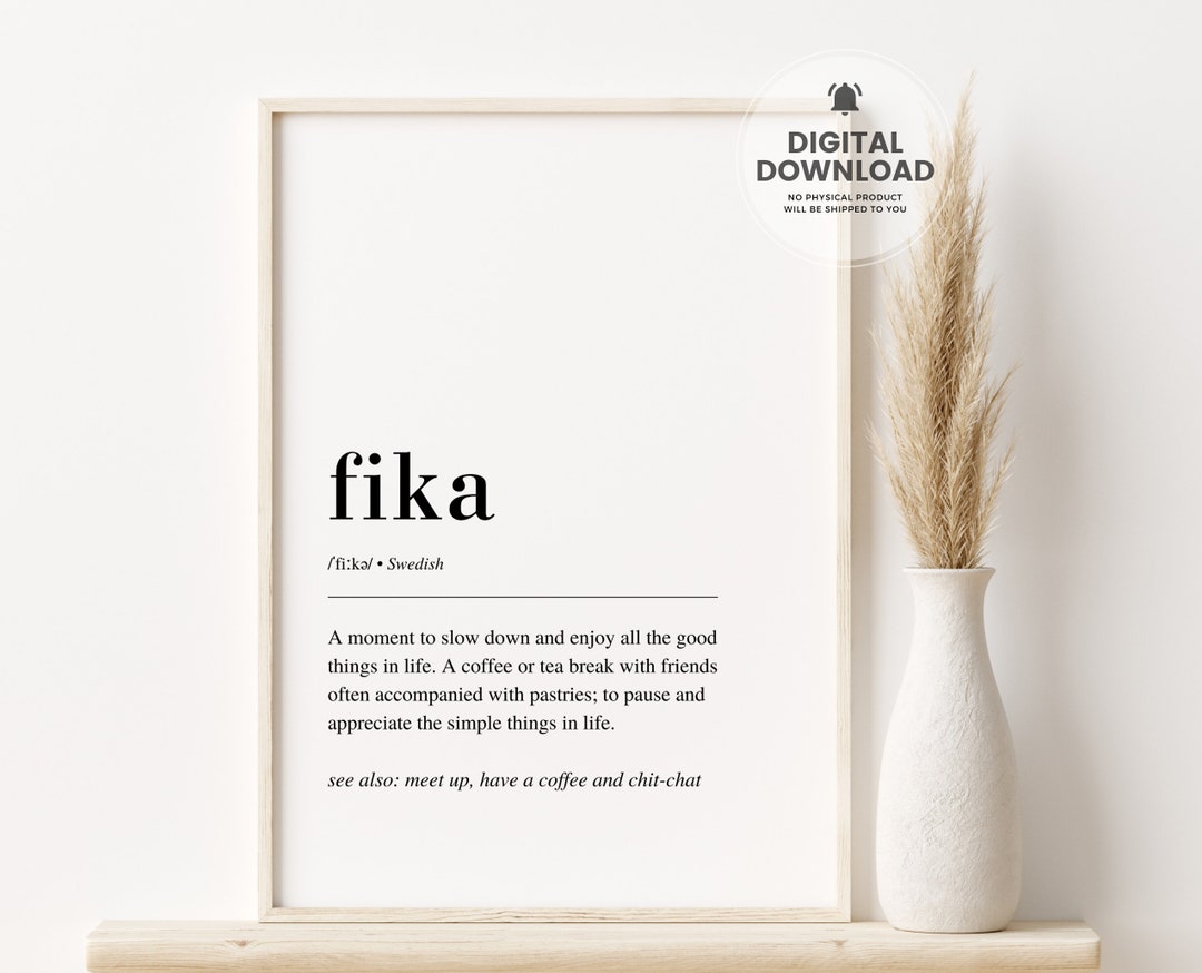 Fika Definition Print, Fika Print, Fika Sign, Scandinavian Print ...