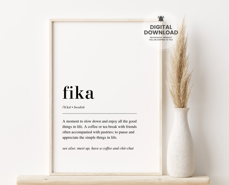 Fika Definition Print Fika Print Fika Sign Scandinavian - Etsy
