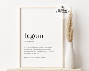 Lagom Definition Print Dictionary Artwork Scandinavian Art - Etsy Canada