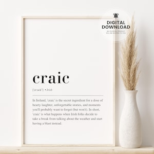 Craic, Craic Definition Print, Funny Print, North Ireland, Slang Print ...