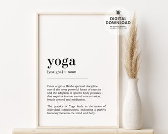Yoga Definition Print, Yoga Sign, Yoga Printable, Yoga Wall Decor ...