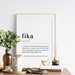 Fika Definition Print, Fika Print, Fika Sign, Scandinavian Print ...