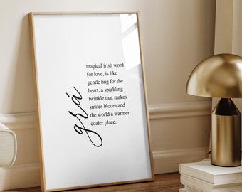 Grá Definition Print, Ireland Print, Love Wall Art, Irish Sayings ...