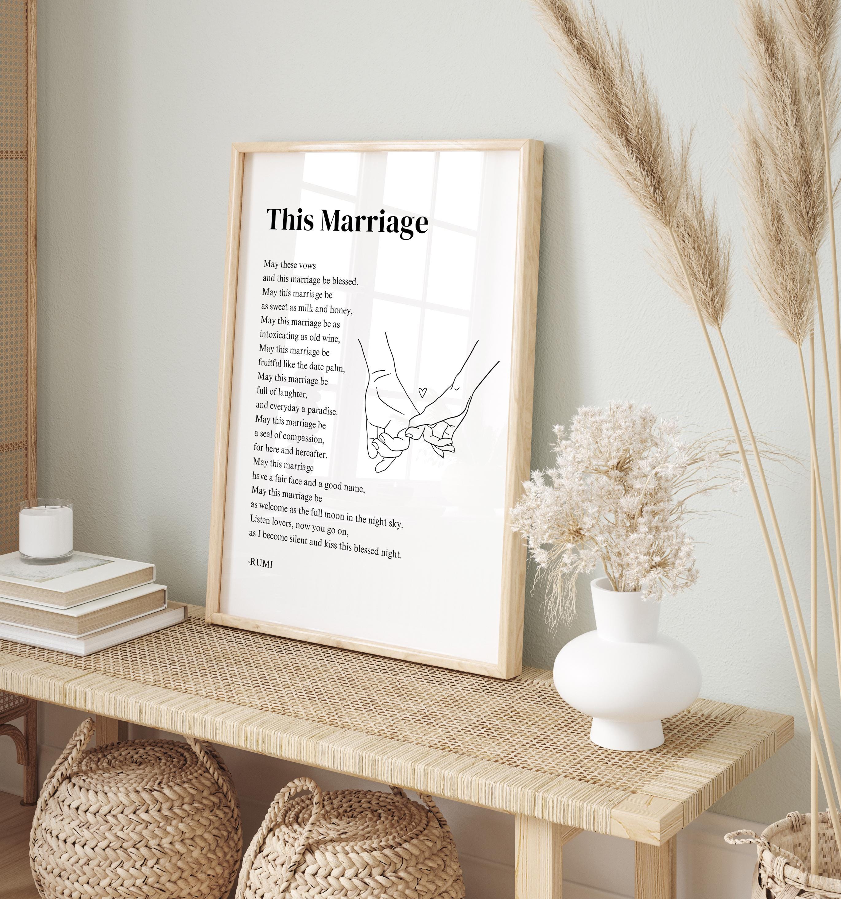 This Marriage Rumi Poem, Rumi Quote, Wedding Gift, Anniversary Gift ...
