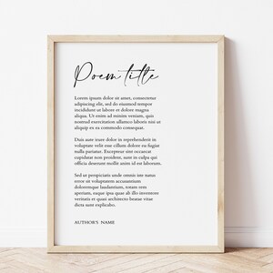 Custom Poem Print, Printable Poetry, Personalized Poem Poster, Custom ...