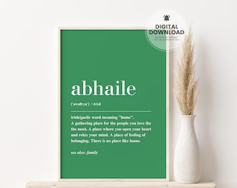 Abhaile Definition Print, Irish Print, Irish Home Decor, Ireland Print ...