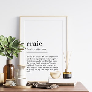 Craic Craic Definition Print Funny Print North Ireland - Etsy