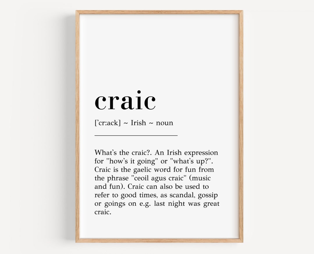 Craic Craic Definition Print Funny Print North Ireland - Etsy