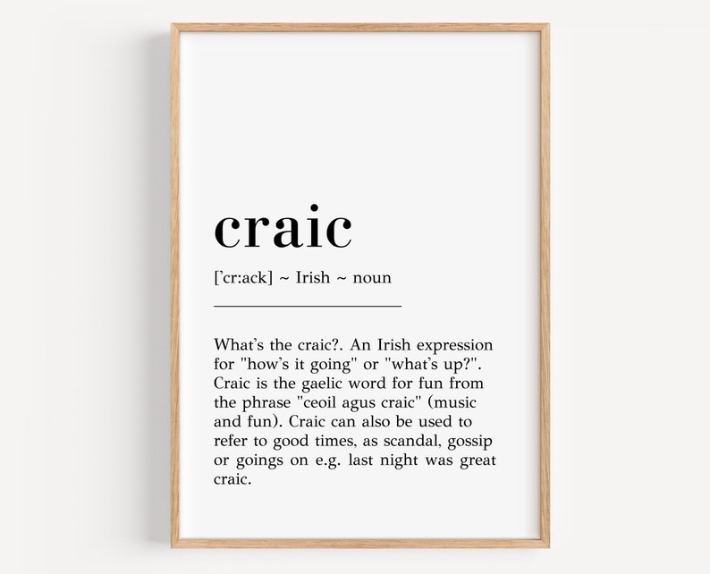 Craic Craic Definition Print Funny Print North Ireland - Etsy