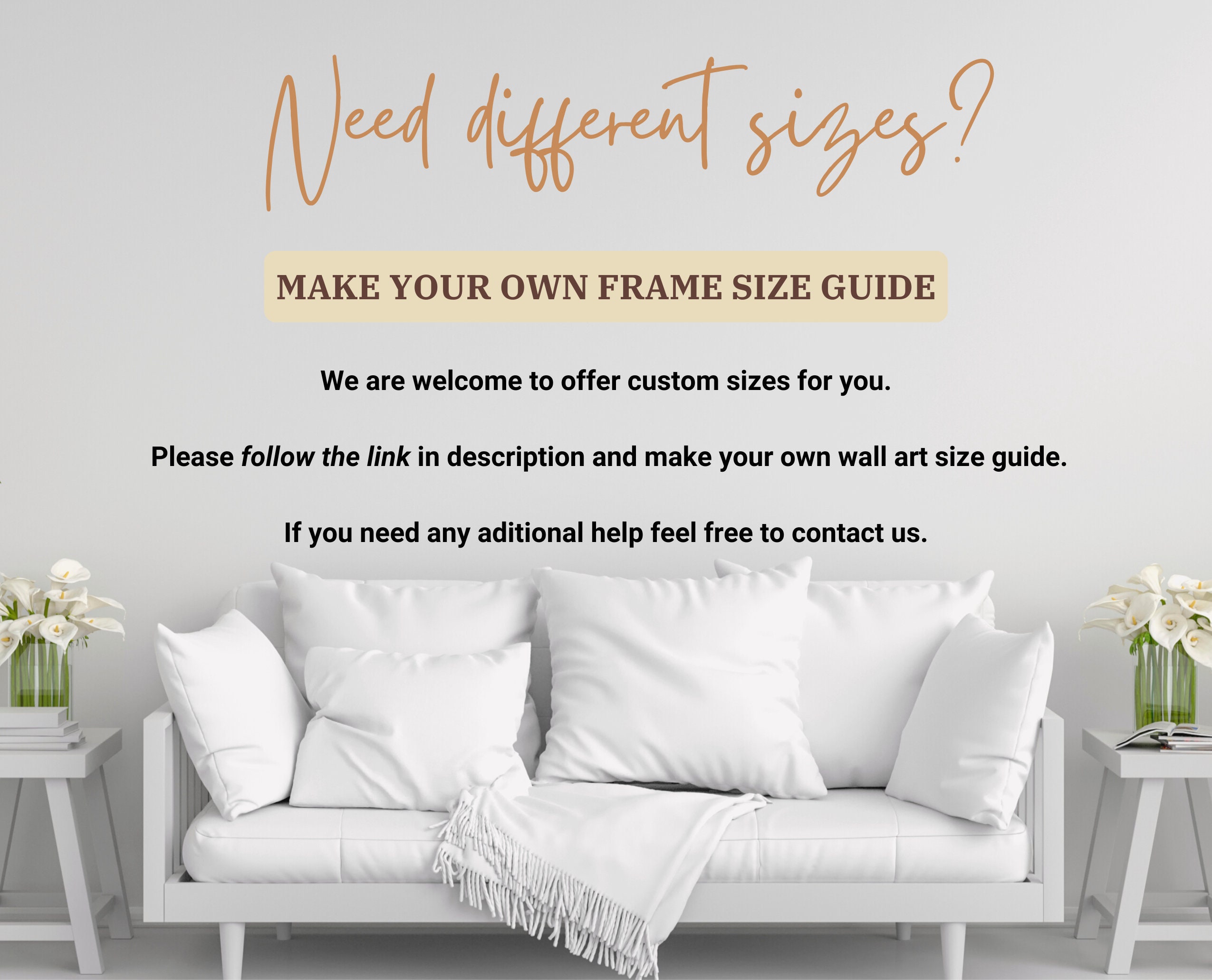 Wall Art Size Guide Standard Frame Sizes Guide Living Room - Etsy Ireland