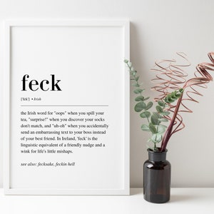 Feck Definition Print, Irish Print, Irish Home Decor, Ireland Print ...