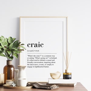 Craic, Craic Definition Print, Funny Print, North Ireland, Slang Print ...