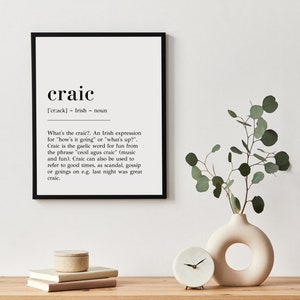 Craic Craic Definition Print Funny Print North Ireland - Etsy