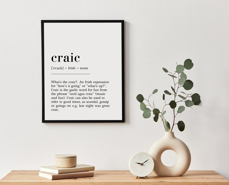 Craic Craic Definition Print Funny Print North Ireland - Etsy