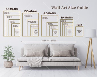 Wall Art Size Guide, Frame Size Guide, Print Size Guide, Wall Display Guide, Comparison Chart ...