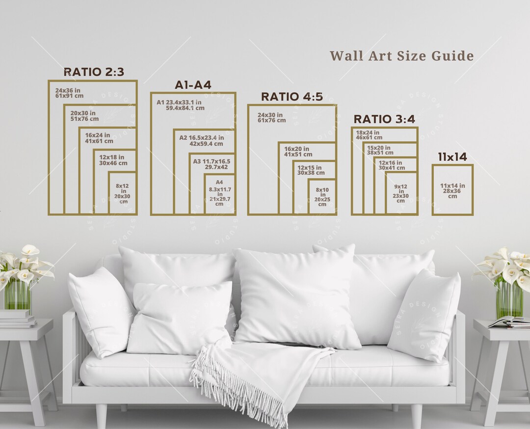 Wall Art Size Guide Standard Frame Sizes Guide Living Room - Etsy