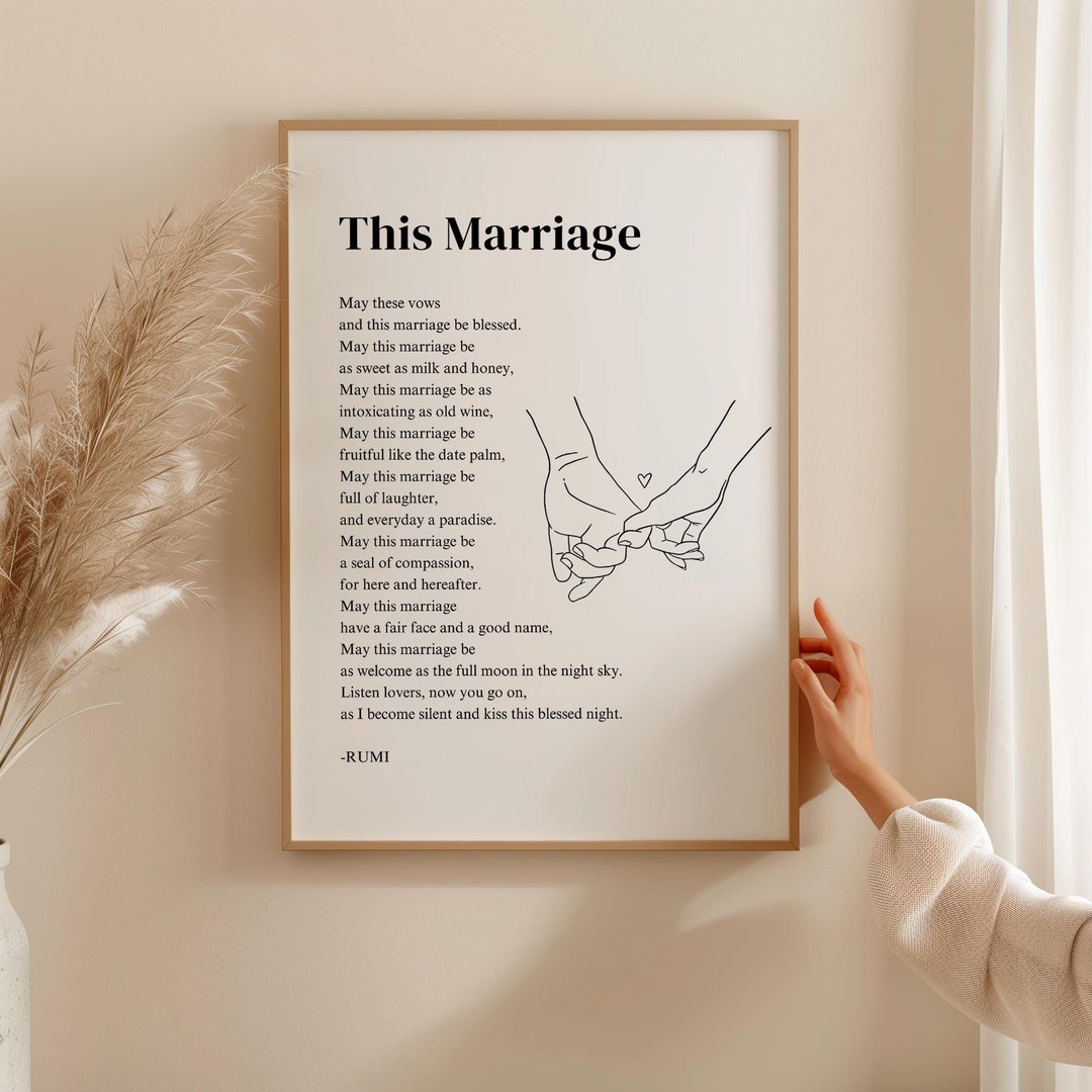 This Marriage Rumi Poem, Rumi Quote, Wedding Gift, Anniversary Gift ...