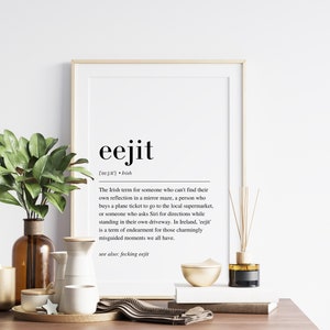 Eejit Definition Print, Irish Print, Irish Home Decor, Ireland Print ...