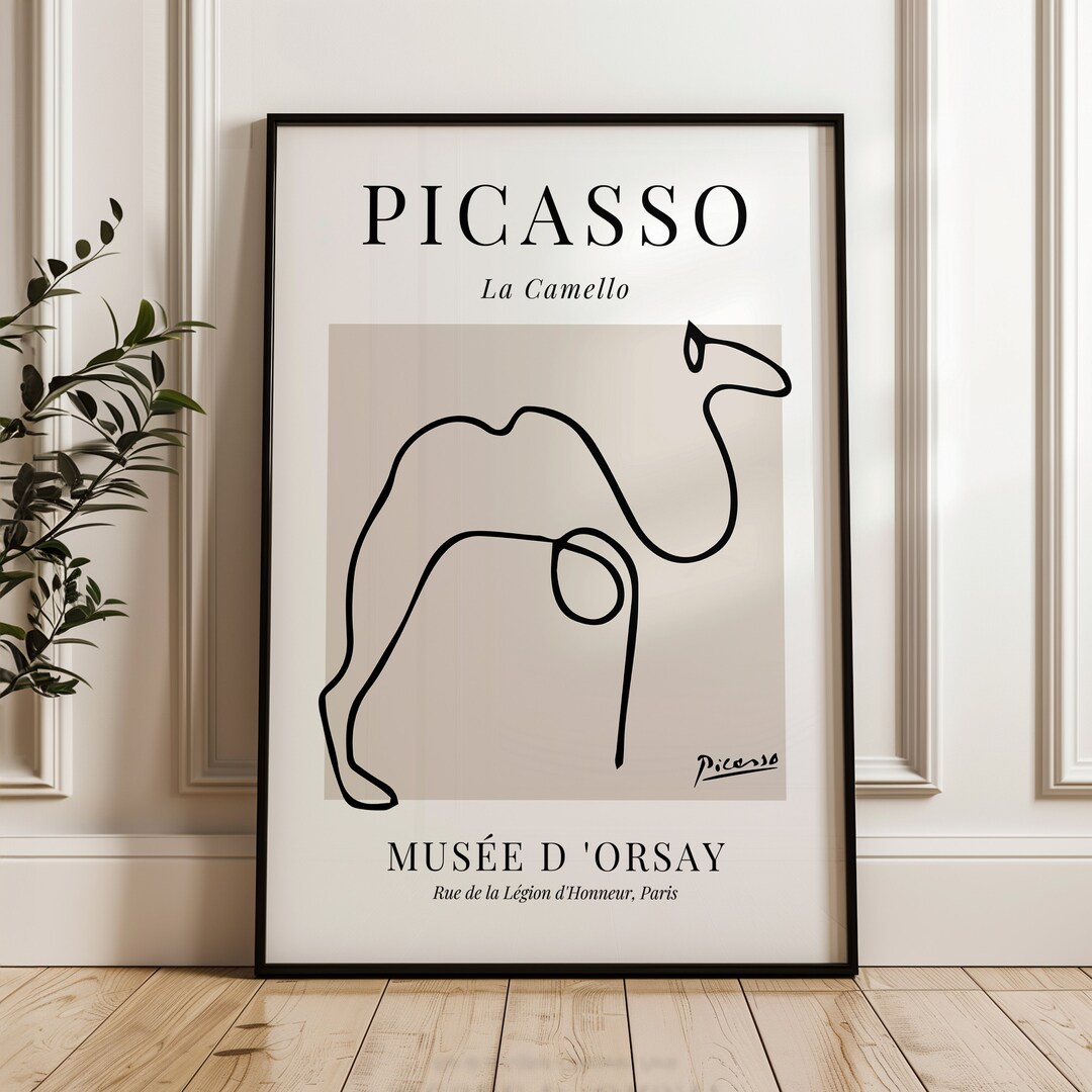 Picasso Poster, Camel Print, Minimalist Single Line Art, Picasso Exhibition Poster, Printable ...