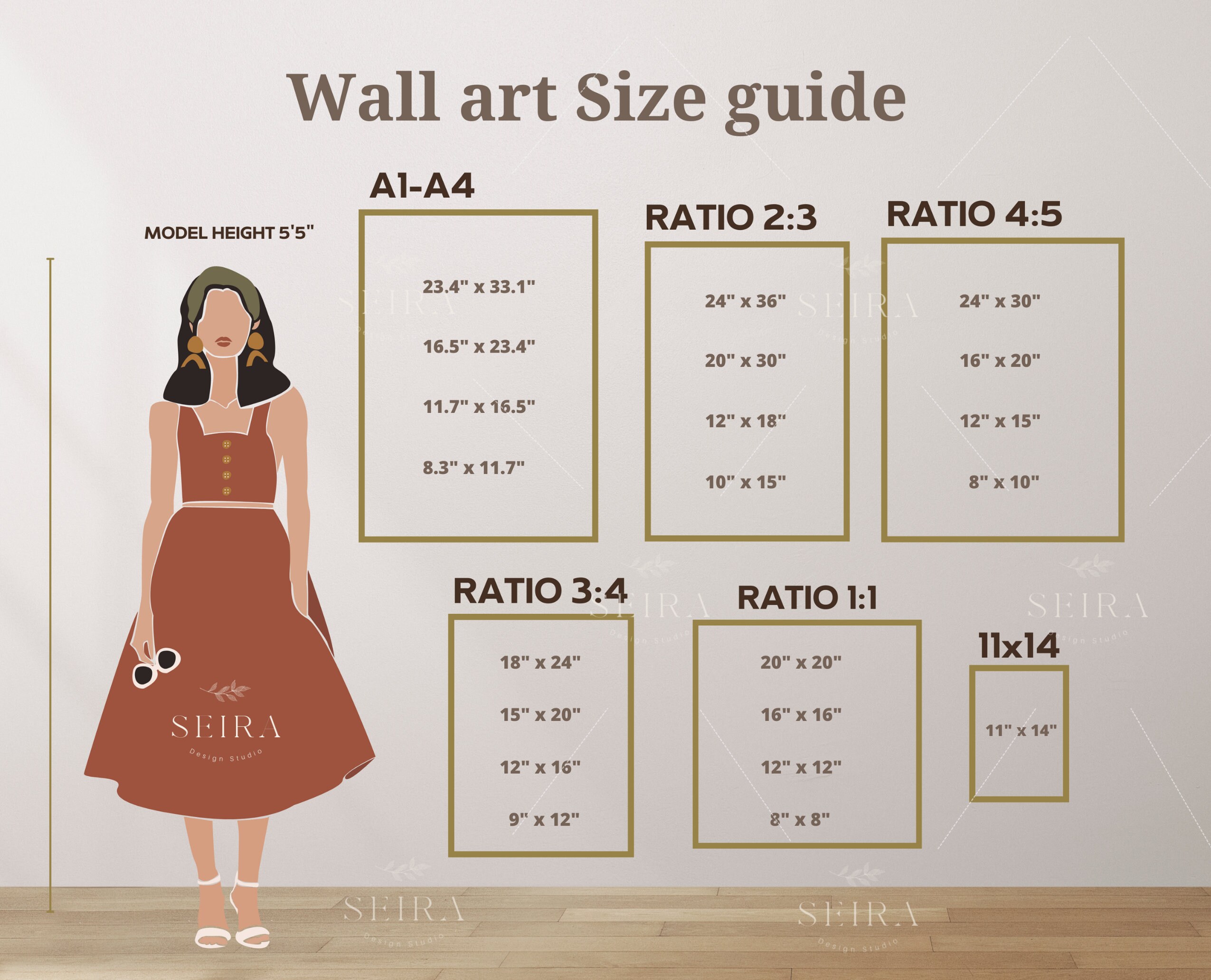 Wall Art Size Guide Frame Size Guide Print Size Guide - Etsy