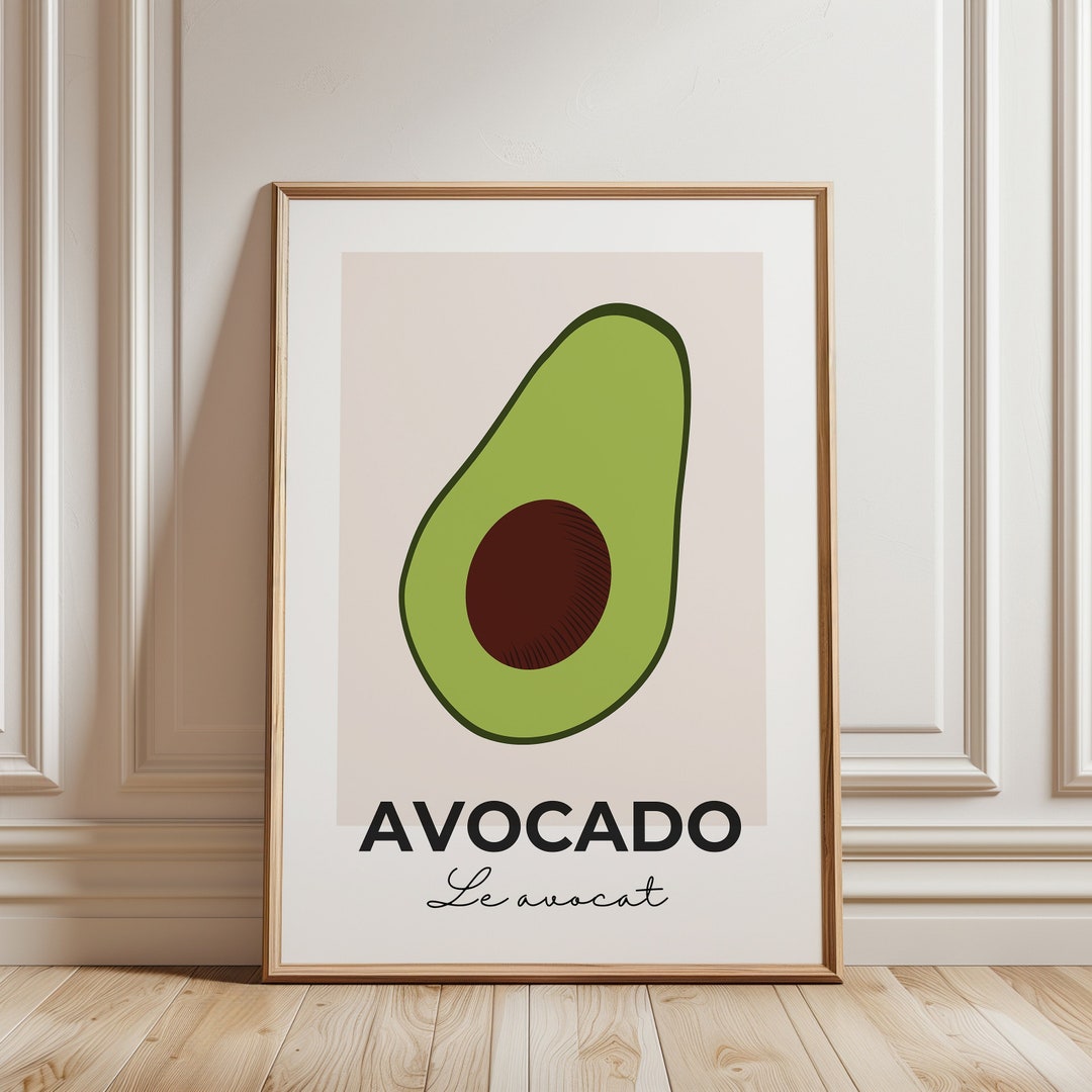 Kitchen Wall Art Print, Avocado Poster, Tropical Fruit Decor, Large ...