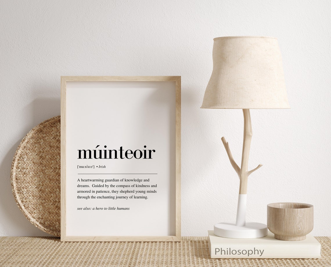 Múinteoir Definition Print, Irish Print, Irish Gift, Teacher Gift ...