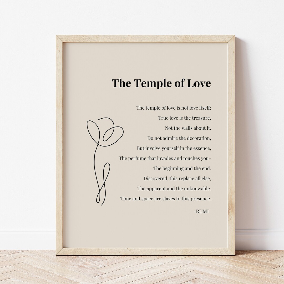 The Temple of Love Poem, Rumi Quotes, Rumi Poem, Rumi Poster, Rumi Wall ...
