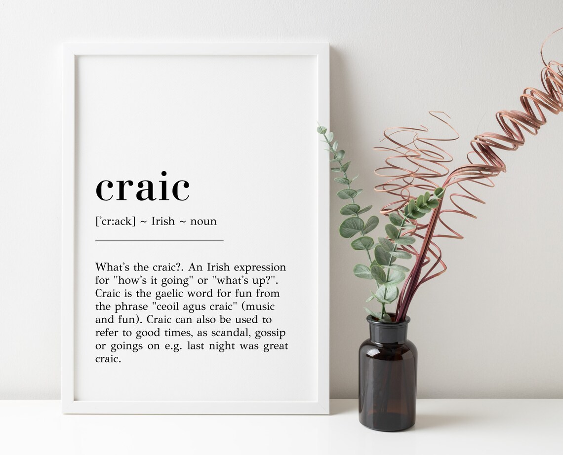 Craic Craic Definition Print Funny Print North Ireland - Etsy