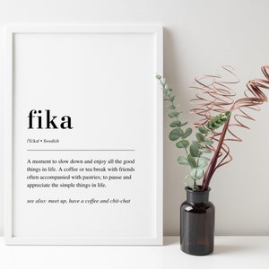Fika Definition Print, Fika Print, Fika Sign, Scandinavian Print ...