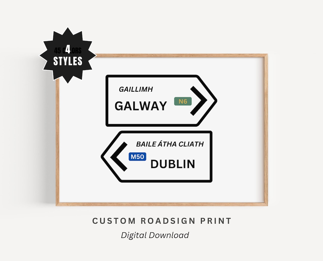 Irish Roadsign Print, Irish Custom Roadsign Print, Ireland Print, Irish ...