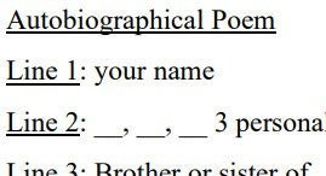 Autobiographical Poem How To - Etsy