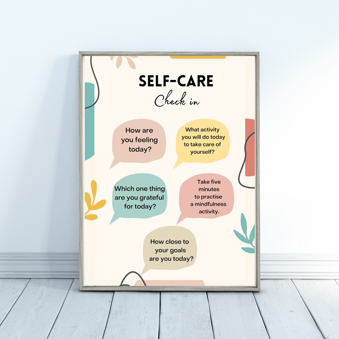 Self Care Check in Art | Self Care Printable | Printable Art | Office ...
