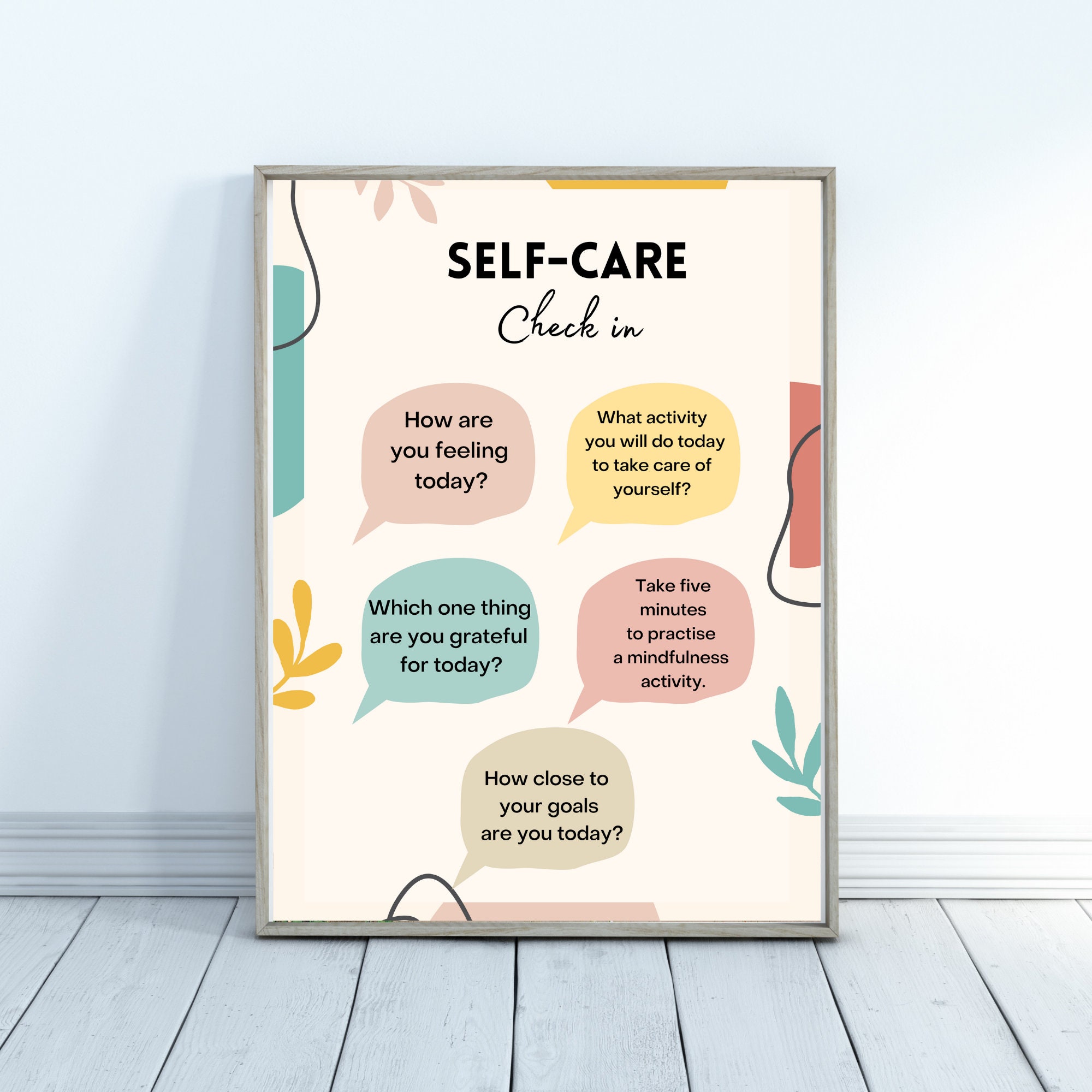 Self Care Check in Art | Self Care Printable | Printable Art | Office ...