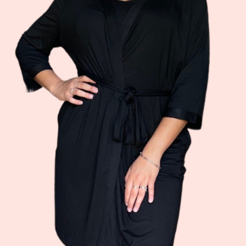 Womens Robes Soft Lightweight Bamboo Robe With Pockets Black Menopause ...