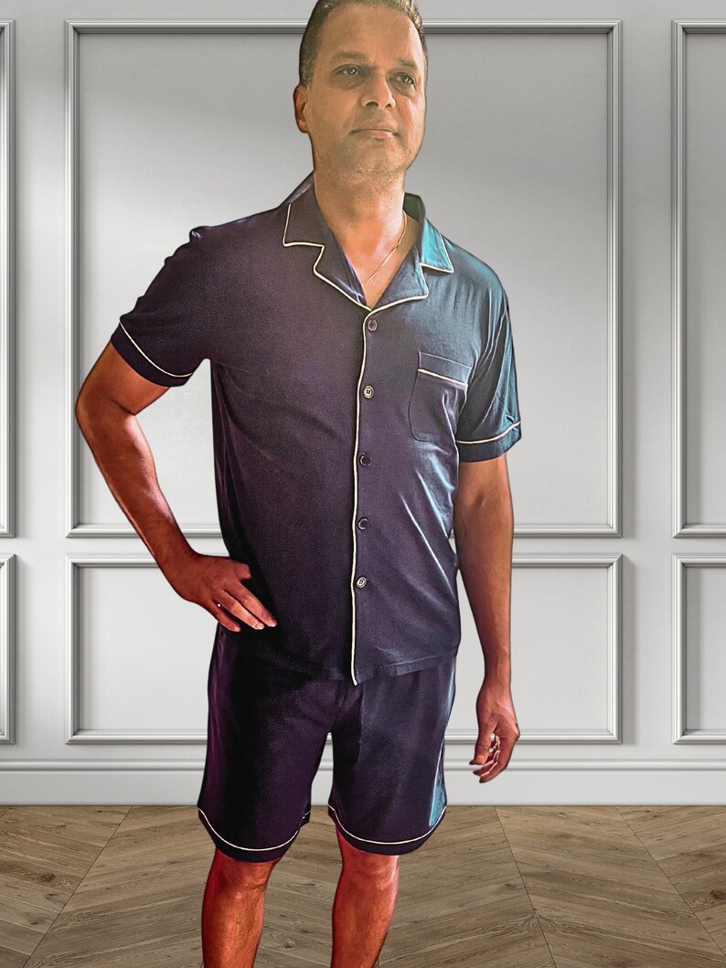 Fathers Day Gift Mens PJ Short Set for Hot Sleepers in Bamboo Pajamas ...