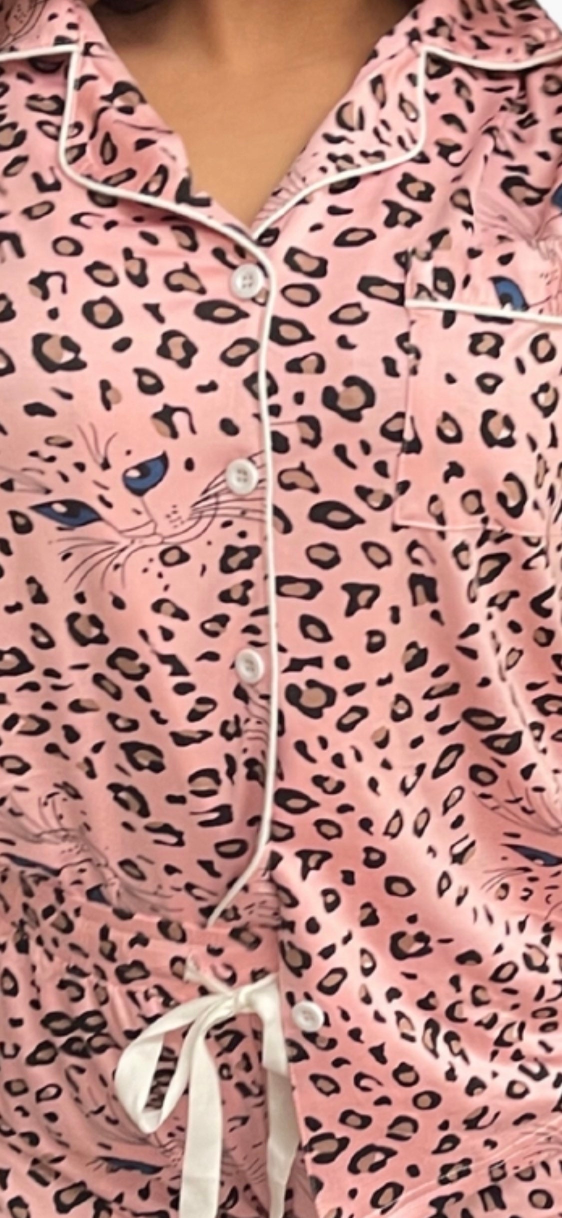 Teen Short Pajama Set, Bamboo Shorty PJ Short Set in Pink Leopard Print ...