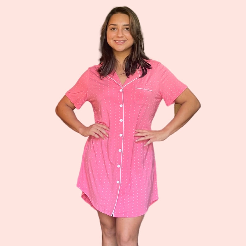 Soft Bamboo Button Front Nightgown, Moisture-wicking Sleepwear for Hot ...