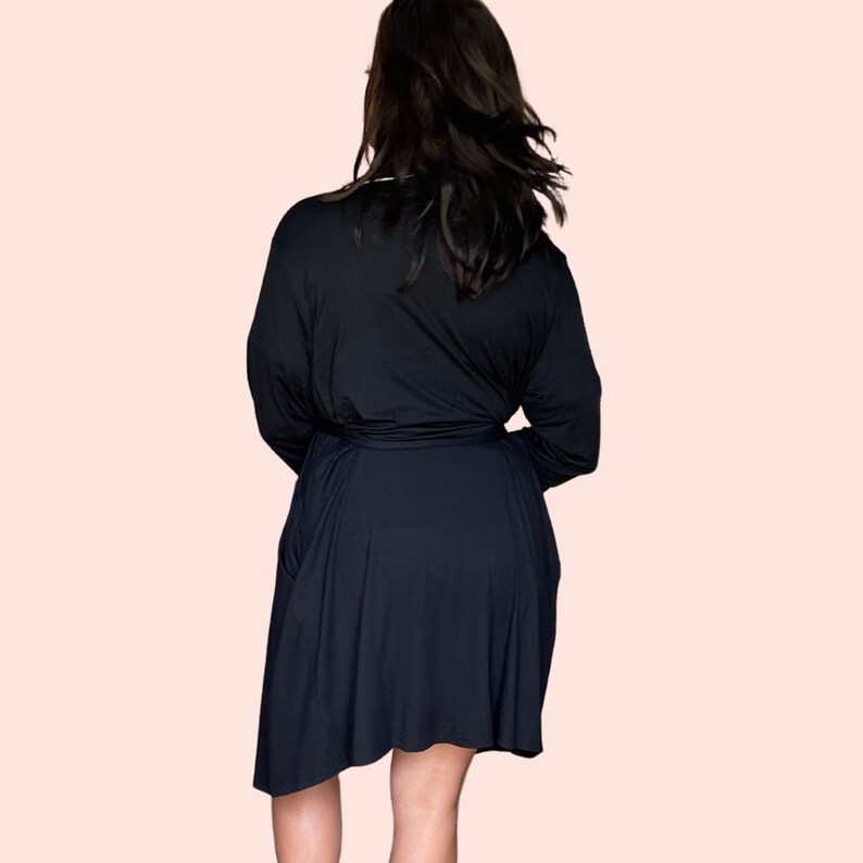 Womens Robes Soft Lightweight Bamboo Robe With Pockets Black Menopause ...