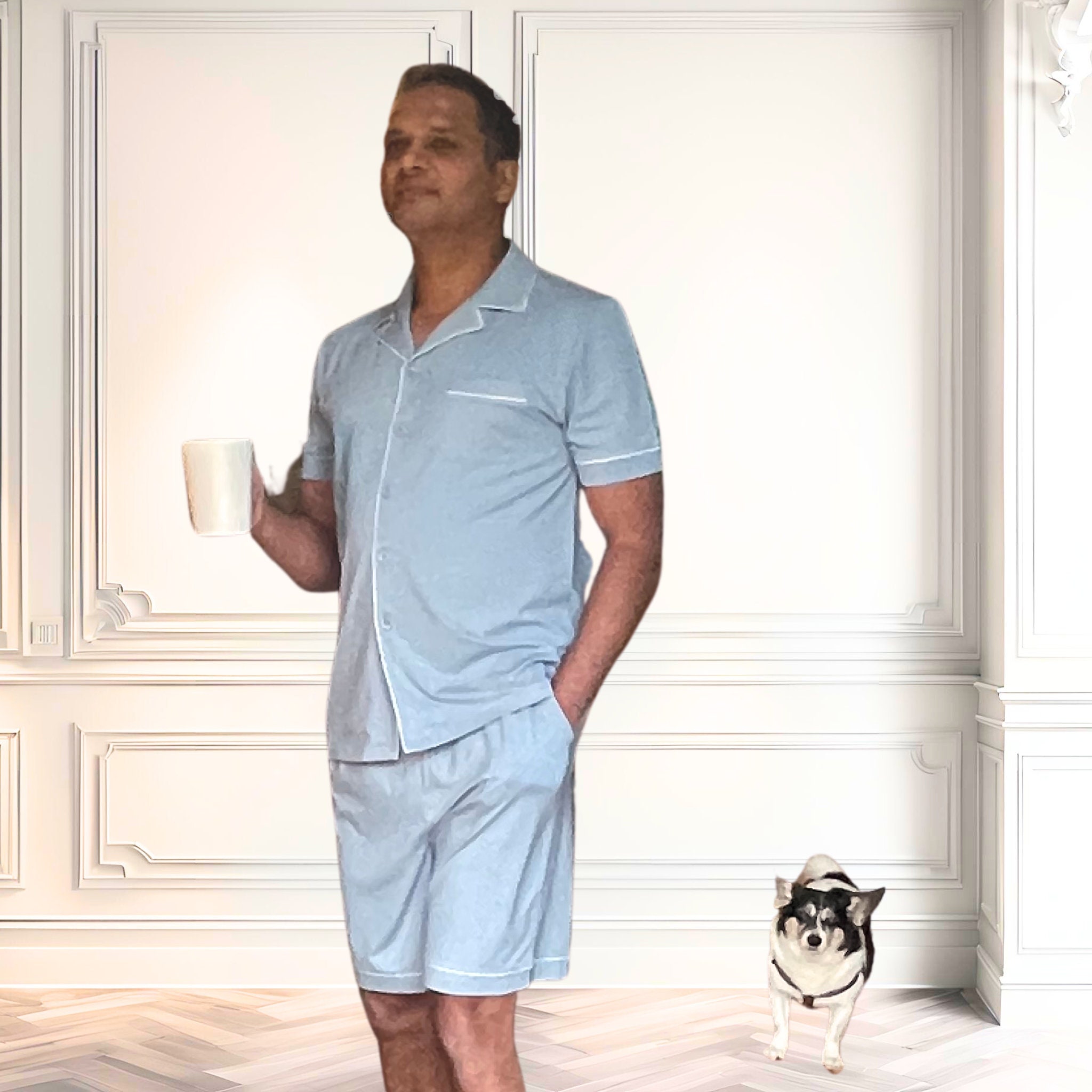 Fathers Day Gift Mens PJ Short Set for Hot Sleepers in Bamboo Pajamas ...