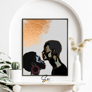 Black Wall Art, African American Art, Black Couple Wall Art, Boho Wall Art, Instant Download ...