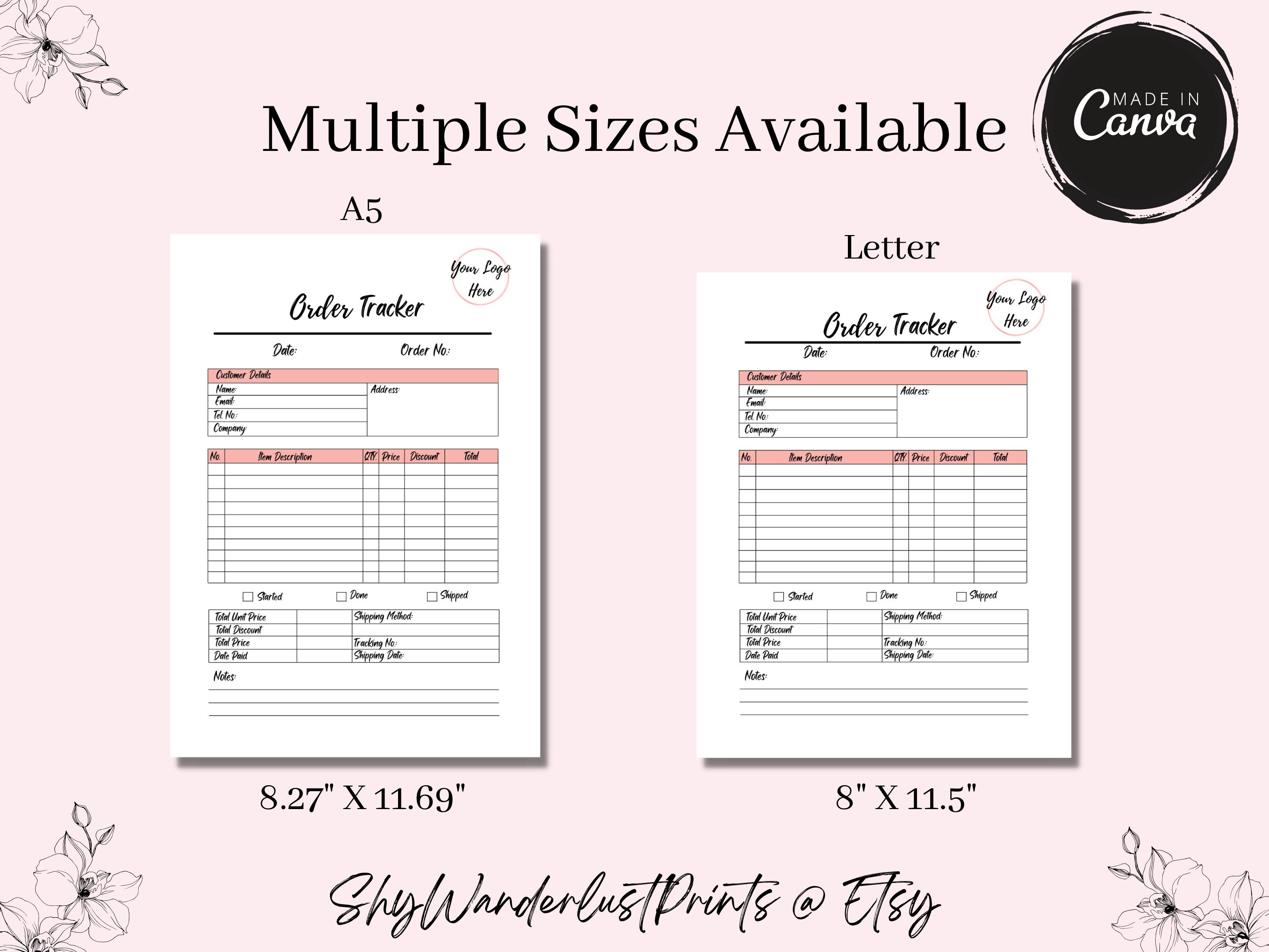 Order Tracker Form Template, Order Log, Order Tracker, Expense Tracker ...