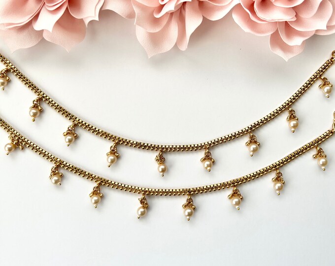 Traditional Gold Moti Anklet Payal Simple Pearl Temple Anklet Payal ...