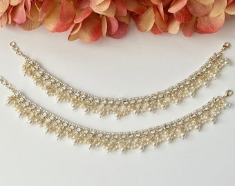 Traditional Gold Moti Anklet Payal Simple Pearl Temple Anklet Payal ...