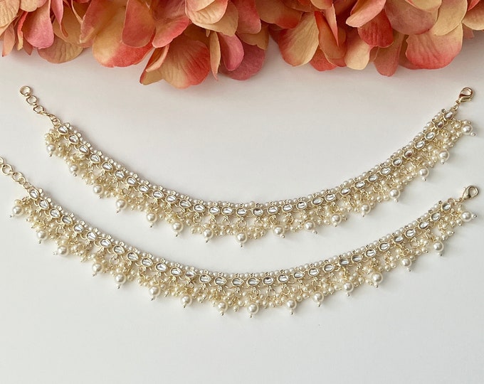 Gold Plated Polki Anklet Pair/ Payal/jhanjran/panjeb/pajeb/indian ...