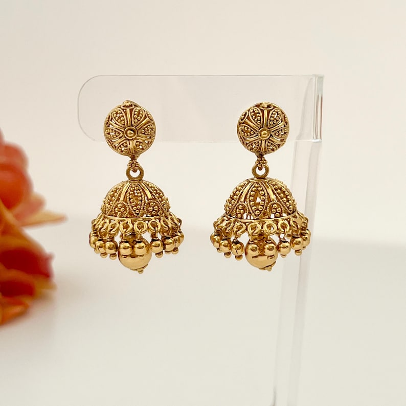 Jhumka Earrings Small Gold Jhumka Earrings Indian Earrings Traditional ...