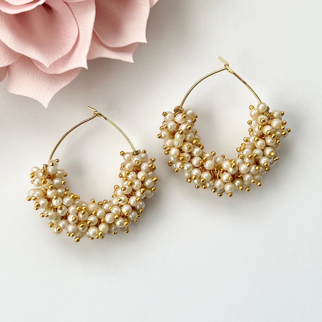 Small Gold Indian Jhumka Earrings Temple Indian Earrings Pearl Jhumka ...