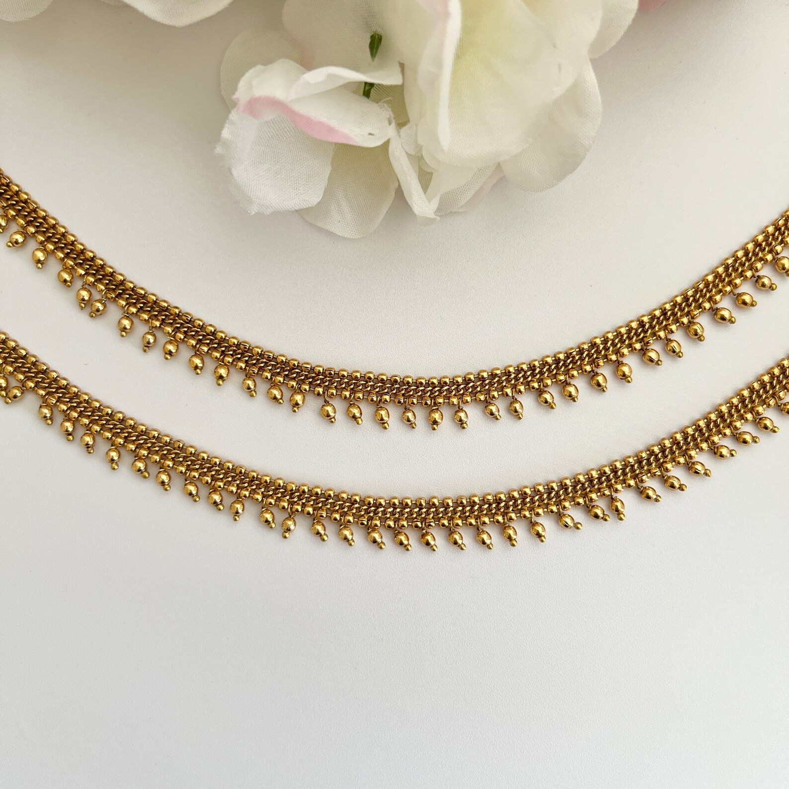 Traditional Gold Moti Anklet Payal Simple Pearl Temple Anklet Payal ...